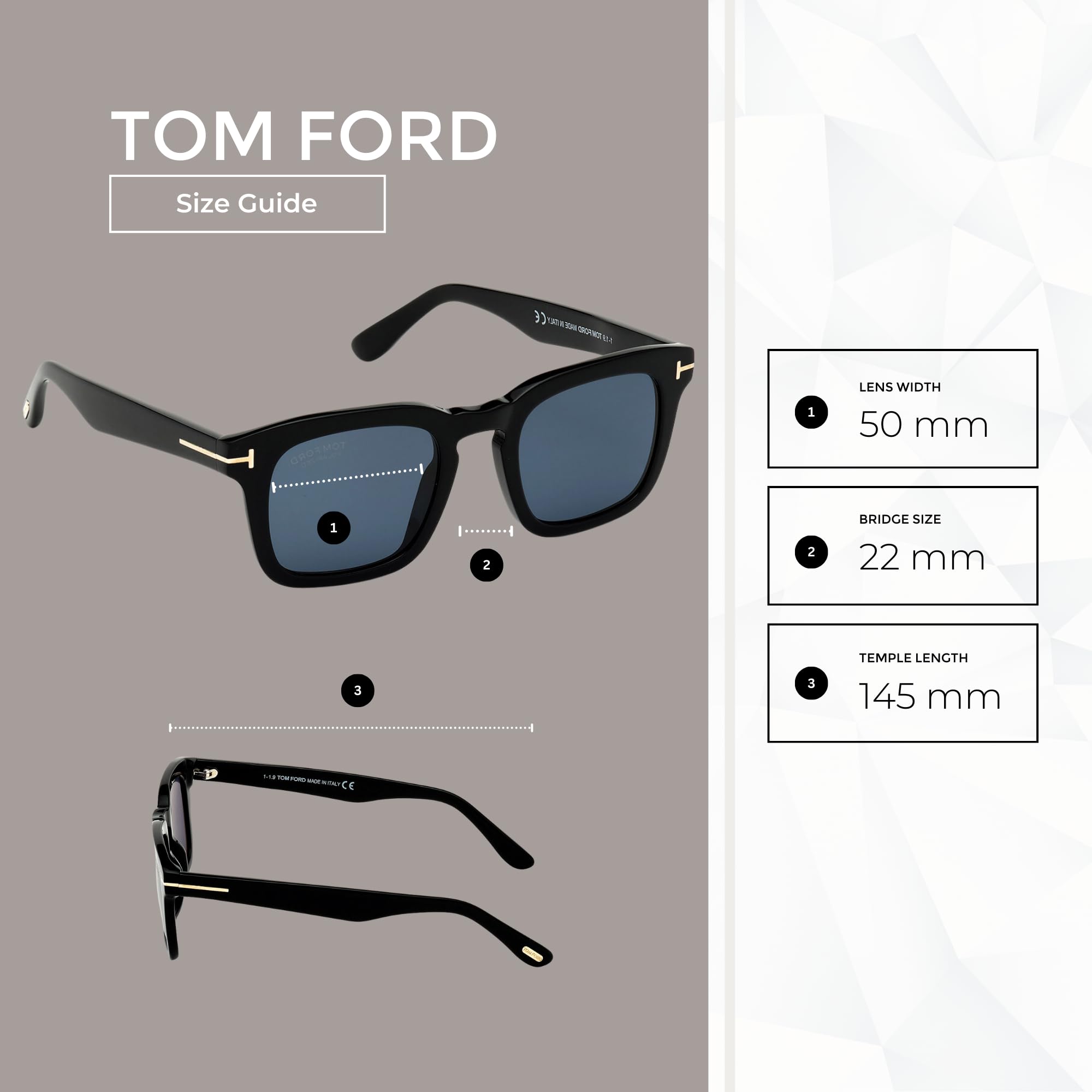 Tom Ford Dax FT0751 01V 50MM Shiny Black/Blue Polarized Lenses Square Sunglasses for Men + BUNDLE With Designer iWear Eyewear Kit