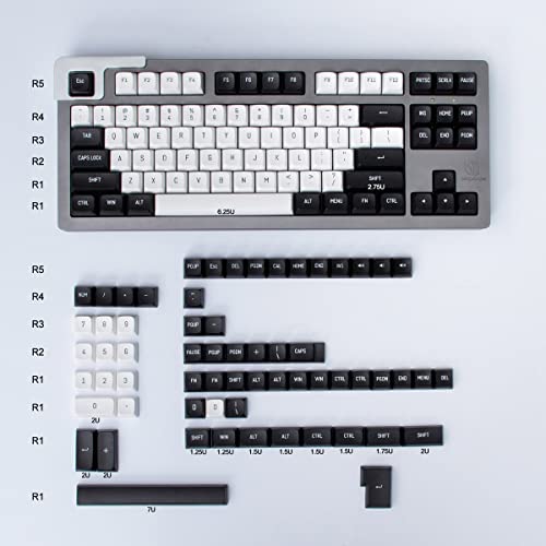 Black and White Keycaps Set 150 Keys MSA Profile Doubleshot Custom Keycaps for Cherry MX Gateron Kailh Box Switches Mechanical Gaming Keyboard