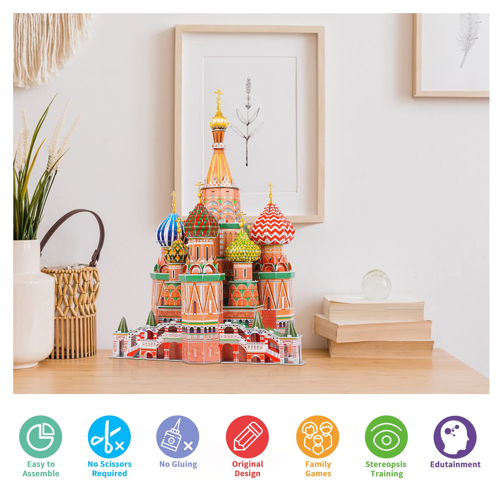 3D Puzzles for Adults & Kids St. Basil's Cathedral Building Set, Russia Cathedral Architecture Craft Model Kits, Educational 3D Jigsaw Puzzle Toy Birthday for Teens Boys Girls, 231 PCS