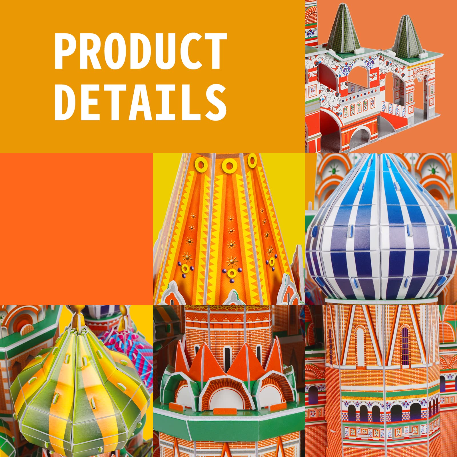 3D Puzzles for Adults & Kids St. Basil's Cathedral Building Set, Russia Cathedral Architecture Craft Model Kits, Educational 3D Jigsaw Puzzle Toy Birthday for Teens Boys Girls, 231 PCS