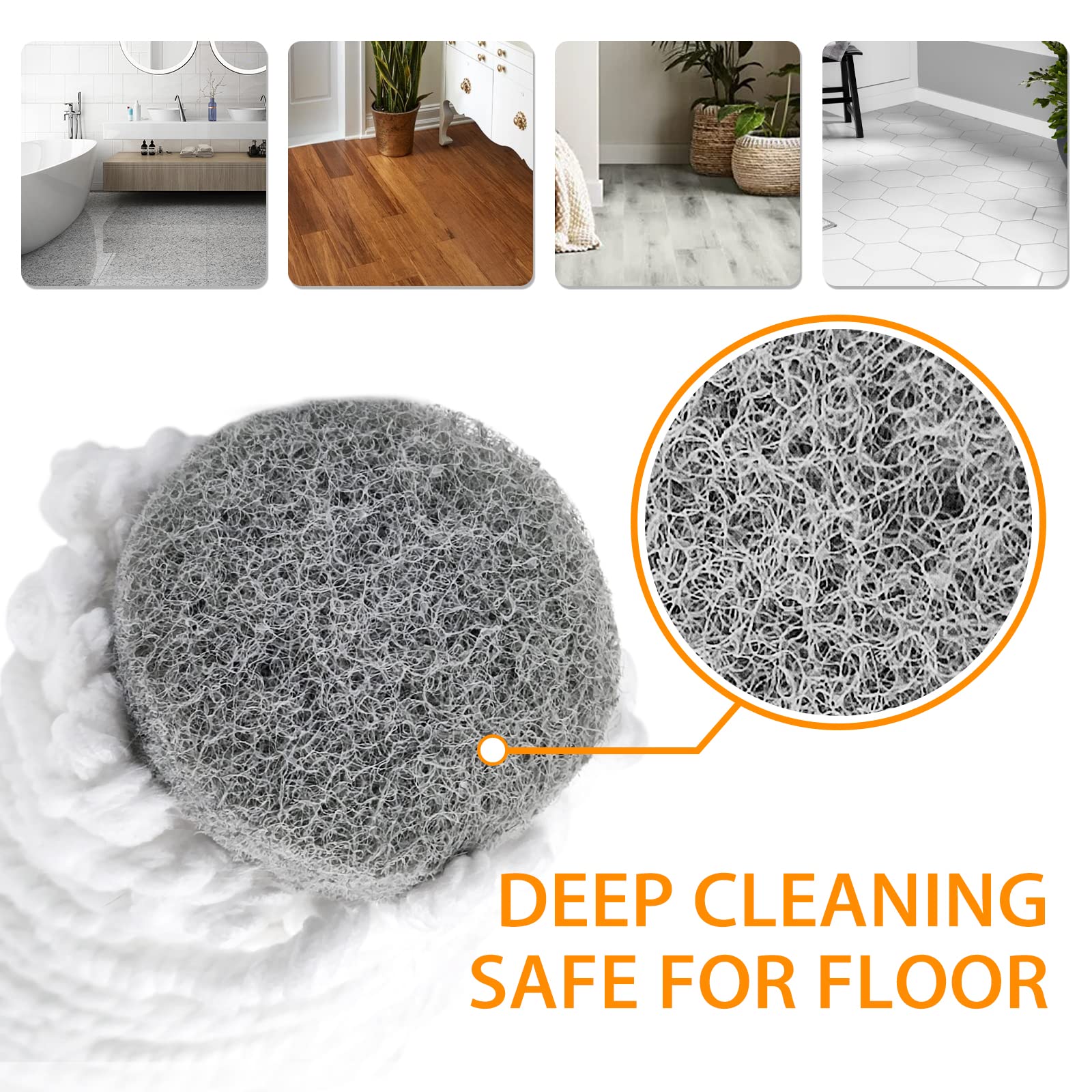 Self Wringing Mop for Floor Cleaning with 2 Reusable Heads, ZUBULUN Easy Squeeze Twist Mop with 51 Inches Long Handle and Top Scouring Pad, Wet Mops for Hardwood, Vinyl, Tile