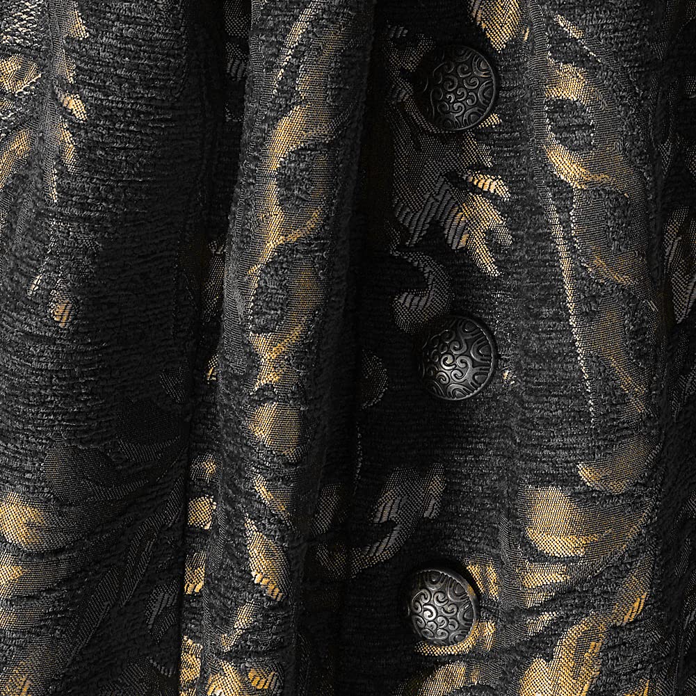 Mens Steampunk Vest Gothic Corset Waistcoat Victorian Masquerade Outfit Dress Jacquard Goth Suit Costume(Black,Large)