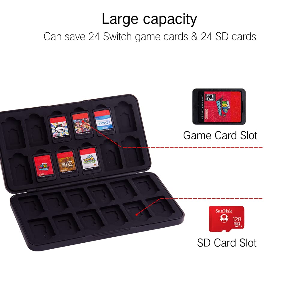 PERFECTSIGHT Cute Game Card Case for Nintendo Switch/Switch Lite/OLED, 24 Game Holder Cartridge Case for Game Cards and 24 SD Cards, Kawaii Portable Compact Storage Box (Grey Arceus, 24 Slots)
