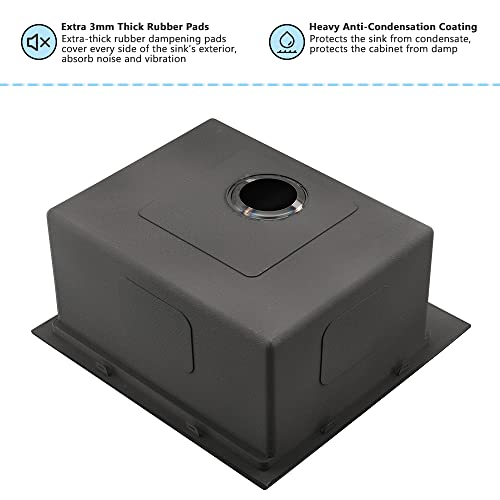 18 Inch Black Bar Sink Drop In Workstation-VASOYO 18x18 Drop In Bar Sink Black Stainless Steel Bar Prep Sink Topmount Outdoor Rv Kitchen Sink Single Bow Wet Bar Sink with Cutting Board