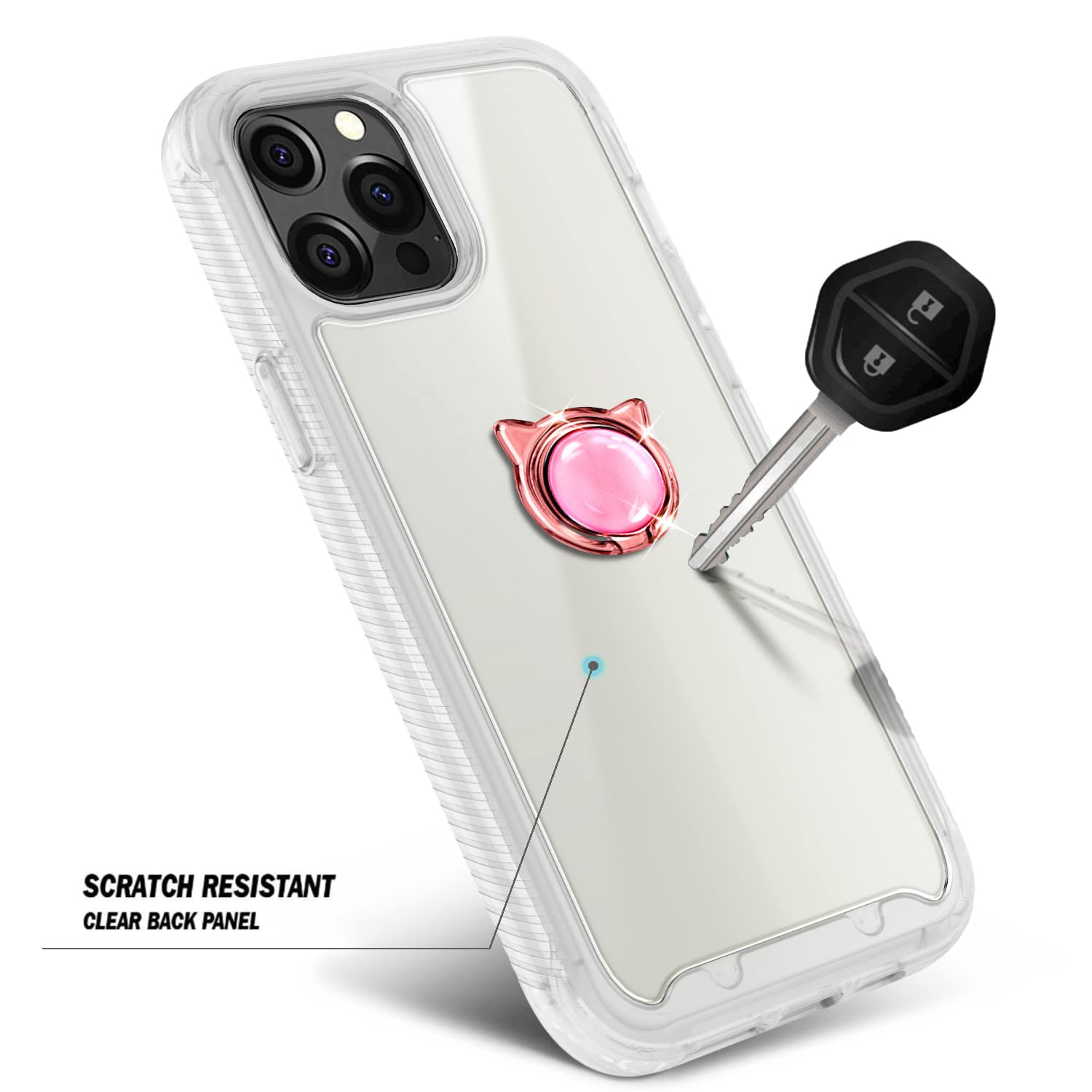 NGB Supremacy Case for iPhone 11 Pro Max, Full Body Protection with [Built-in Screen Protector] Ring Holder/Wrist Strap, Slim Fit Shockproof Bumper Durable Cover Case (Clear)
