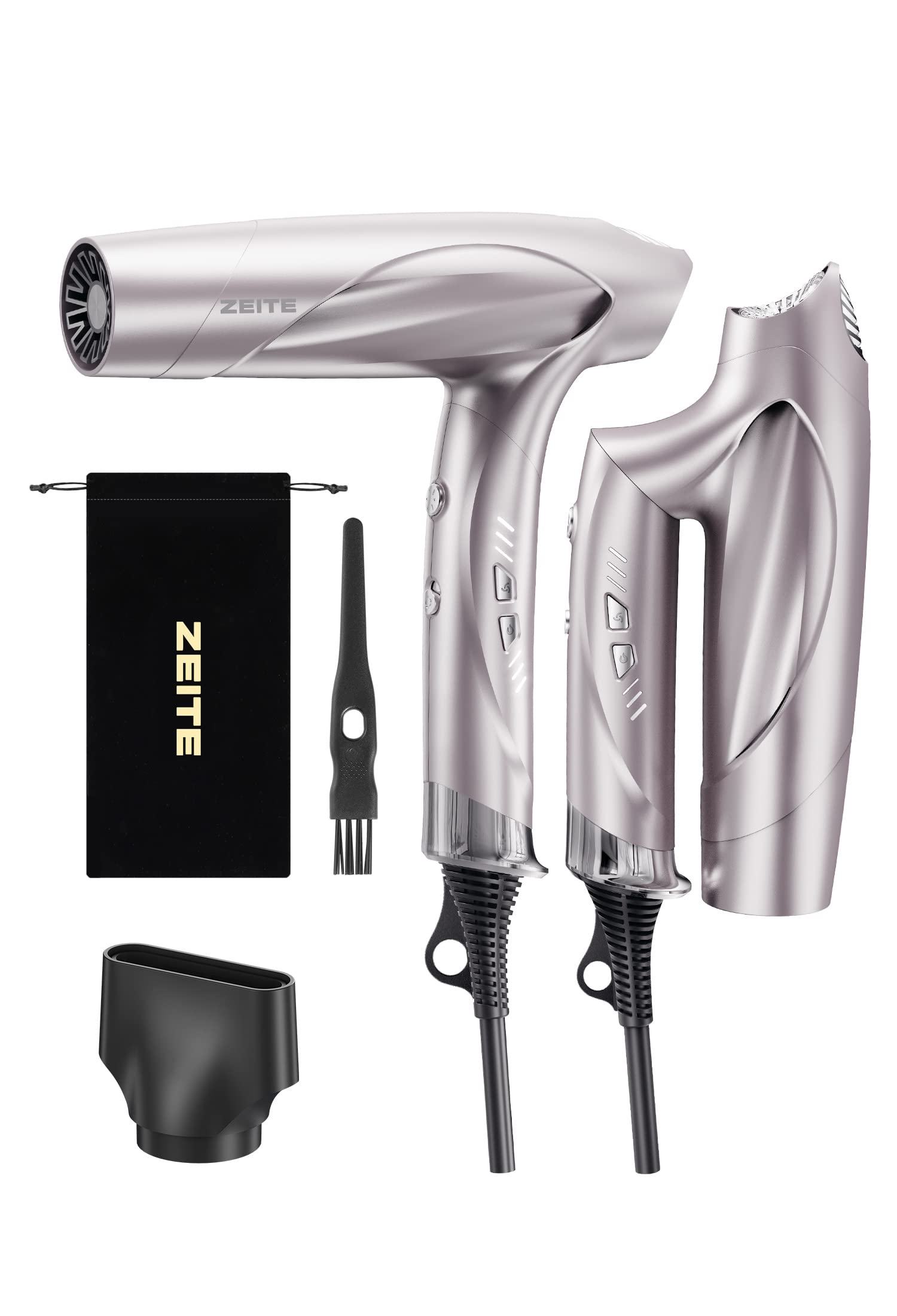 ZEITE Professional Fast Drying Hair Dryer with Foldable Handle,Ionic Blow Dryer,High Speed Low Noise,Magnetic Nozzle,for Home Travel and Salon