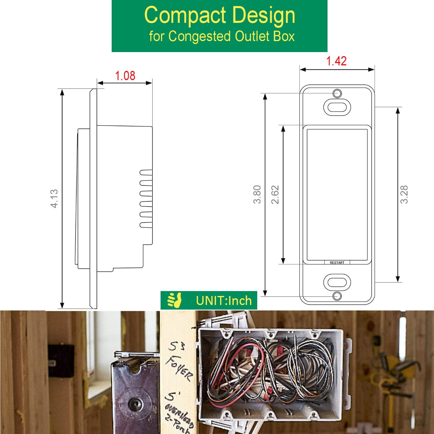 Black Smart Switch by Martin Jerry | 2 Pack Smart Light Switch Compatible with Alexa and Work with Google Home, 2.4G WiFi Smart Home Devices and Needs Neutral Wires