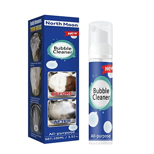 WKHOEOYV Bubble Cleaner Foaming Heavy Oil Stain Cleaner, All Purpose Bubble Cleaner Kitchen Deep Cleaning Spray, All-purpose Rinse-free Cleaning Spray, Stubborn Grease Grime Remover (1PCS*100ML)