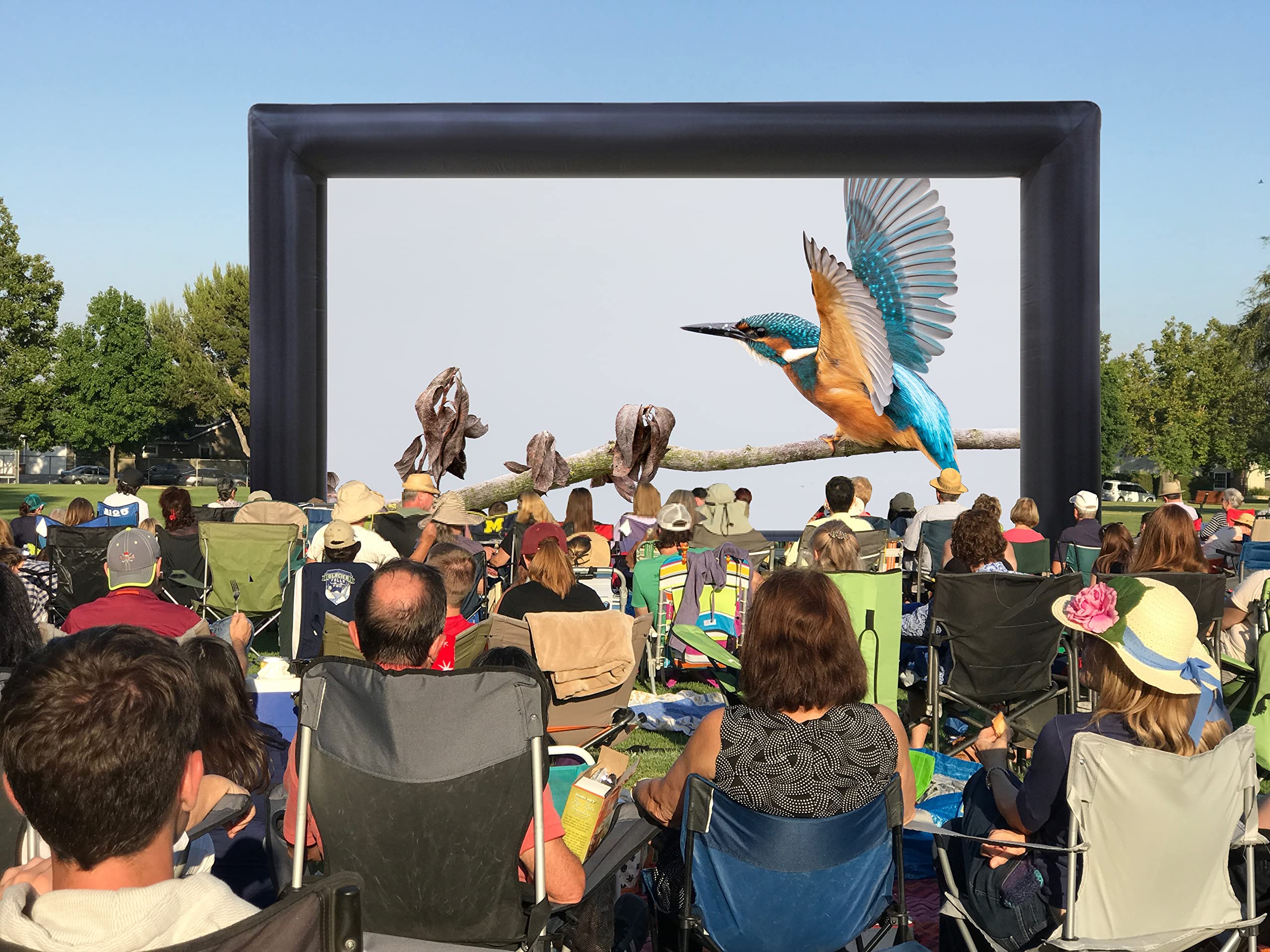 WGIA 26ft Outdoor Inflatable Movie Screen, Blow Up Projector Screen with Air Blower, Tie-Downs, Repair Kit & Storage Bags, Support Front & Rear Projection Best for Movie Nights Backyards Pool Party