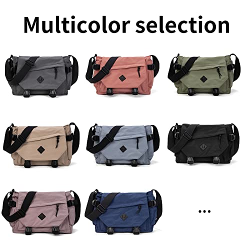 ETidy Large Nylon Crossbody Bag For Women Men Waterproof Lightweight Casual Shoulder Bookbag（Amy Green）