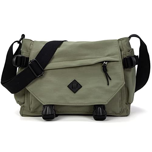 ETidy Large Nylon Crossbody Bag For Women Men Waterproof Lightweight Casual Shoulder Bookbag（Amy Green）