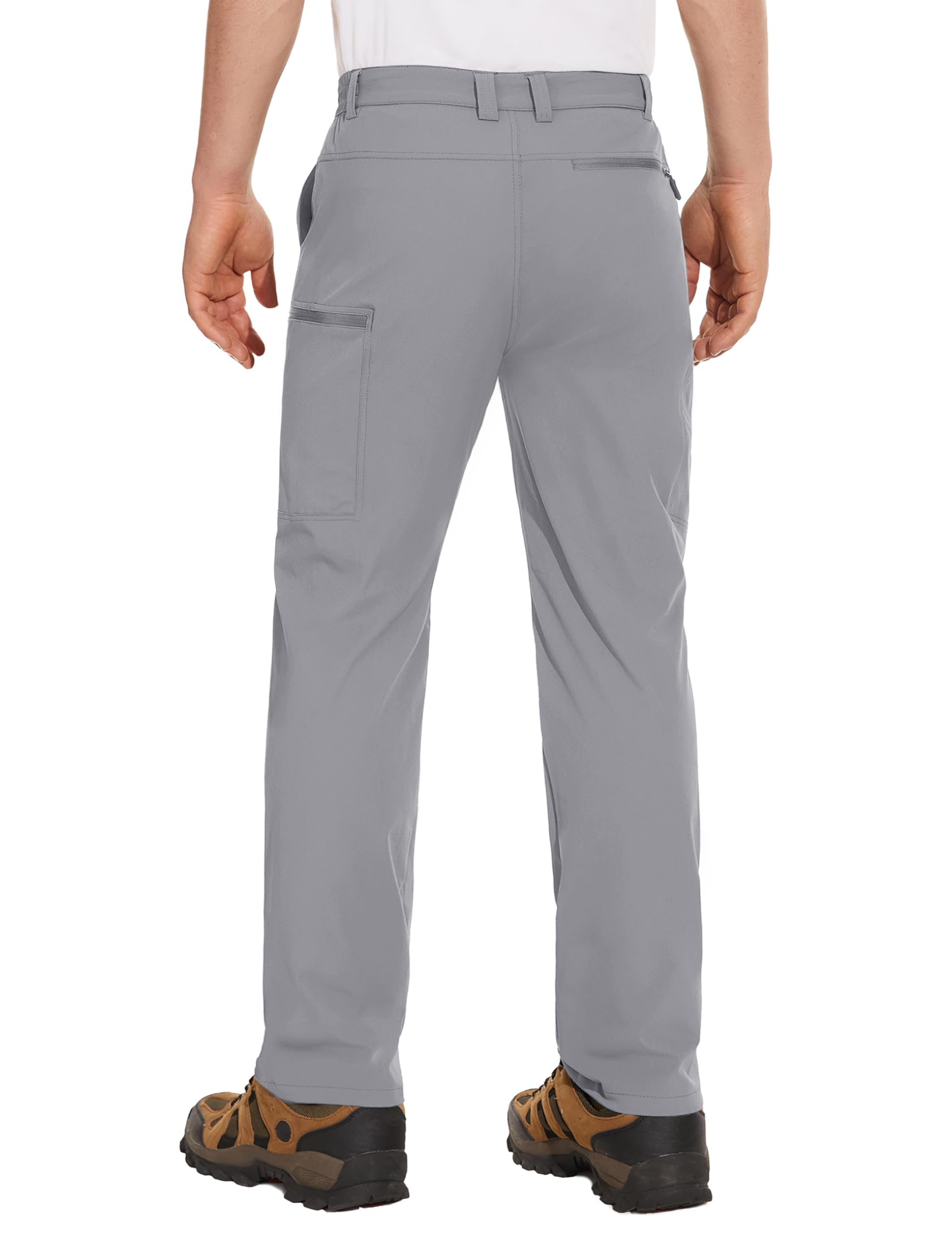 MAGCOMSEN Summer Pants for Men Hiking Water Resistant Lightweight Fishing Camping Pants Light Grey