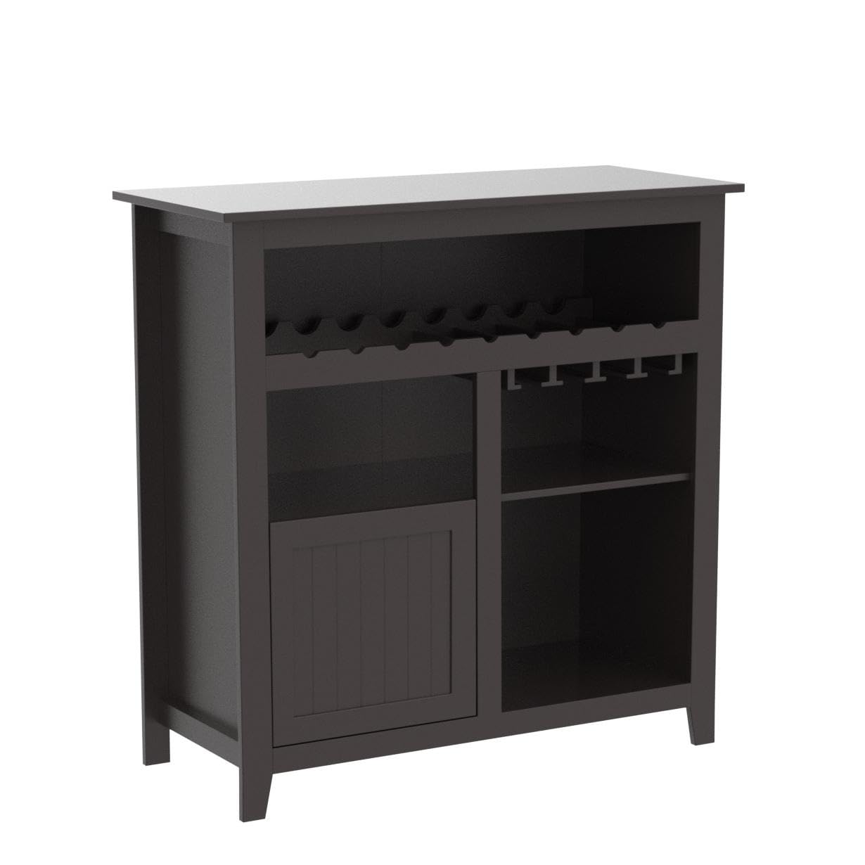 JOMEED Liquor Cabinet Bar for Home Wine Bar Cabinet with Storage Liquor Cabinet with Cup Holders & Open Door for Kitchen Living Room