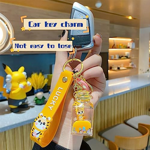 BEXOA Cute Keychain Kawaii Creative Shiba Inu Liquid Floating Lucky Bottle Keychain Backpack Charm Wristlet Bracelet Car Key Ring for Boy Girl Kid Women