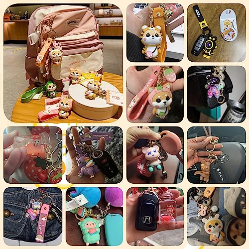 BEXOA Cute Keychain Kawaii Creative Shiba Inu Liquid Floating Lucky Bottle Keychain Backpack Charm Wristlet Bracelet Car Key Ring for Boy Girl Kid Women