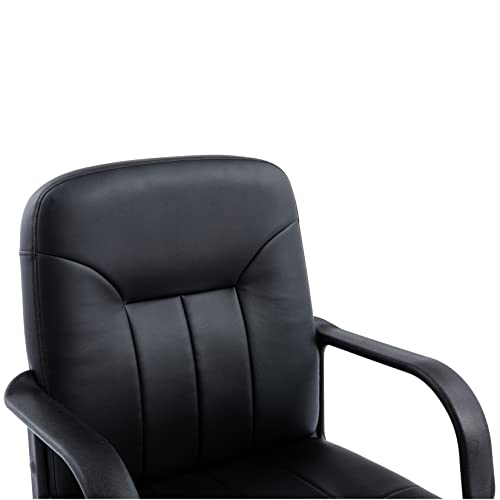 MFD LIVING Task Office Chair Mid- Back Computer Chair, Swivel Armrest Desk Chair PU Leather Tilt Executive Padded Home Office Chair (Black)