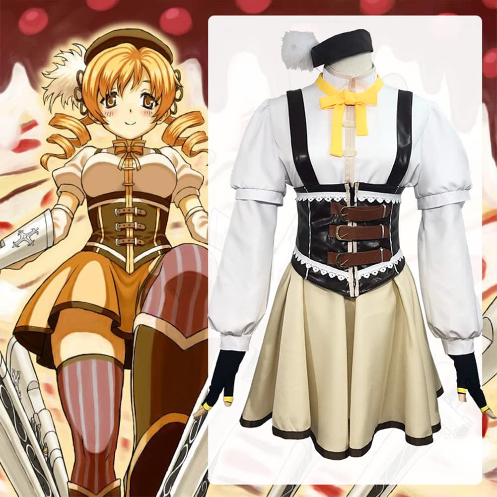 Lioskey Tomoe Mami Cosplay Costume Madoka Magica Cosplay Dress Uniform Outfit Halloween Full Set(M, Costume)