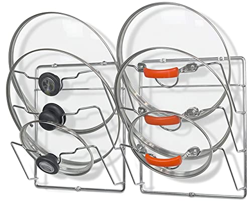 Simple Houseware Pot Lid Organizer Rack + Adjustable Pan Organizer, Chrome