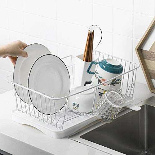 PDGJG Stainless Steel Dish Drainer Drying Rack Removable Rust Proof Utensil Holde for Kitchen Counter Storage Rack ( Color : Blue )