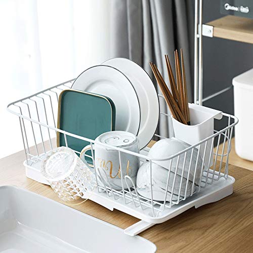 PDGJG Stainless Steel Dish Drainer Drying Rack Removable Rust Proof Utensil Holde for Kitchen Counter Storage Rack ( Color : Blue )