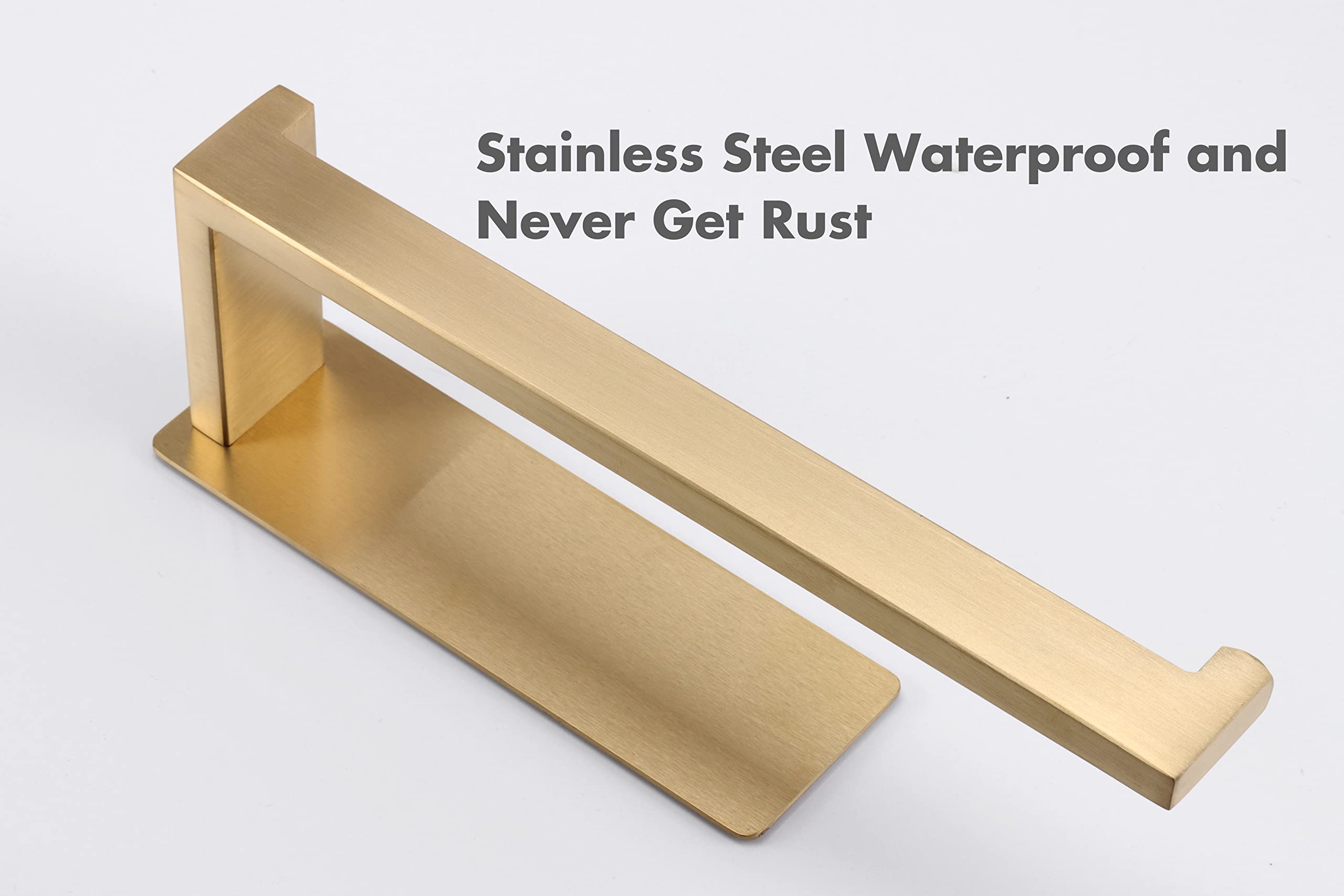 Vanloory Hand Towel Holder, Strong Self Adhesive Hand Towel Ring, Thicken SUS304 Stainless Steel Hand Towel Bar/Rack, No Drilling Modern Hand Towel Hanger (Brushed Gold, 9 in)