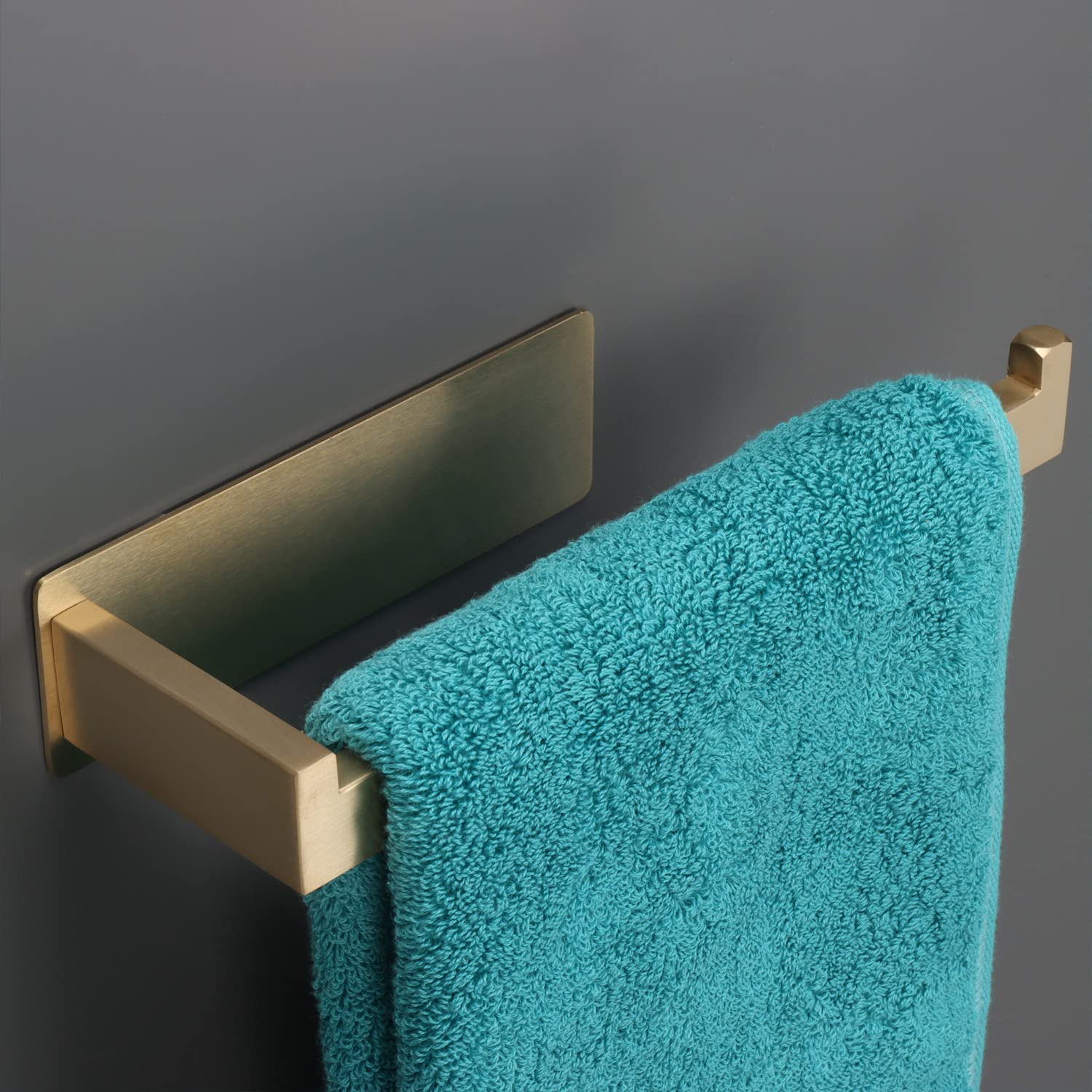 Vanloory Hand Towel Holder, Strong Self Adhesive Hand Towel Ring, Thicken SUS304 Stainless Steel Hand Towel Bar/Rack, No Drilling Modern Hand Towel Hanger (Brushed Gold, 9 in)