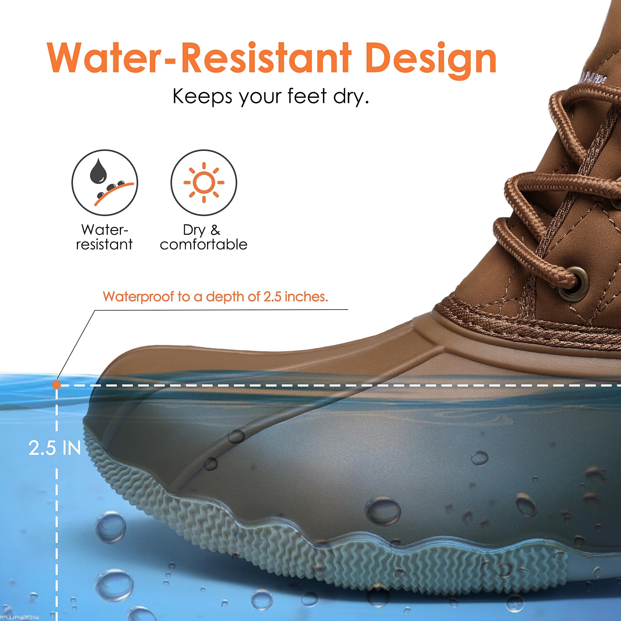 DREAM PAIRS Women’s SDSB2211W-1 Waterproof Duck Rain Boots Ankle high Snow Boots Lace up Winter Boots,TAN,Size 10