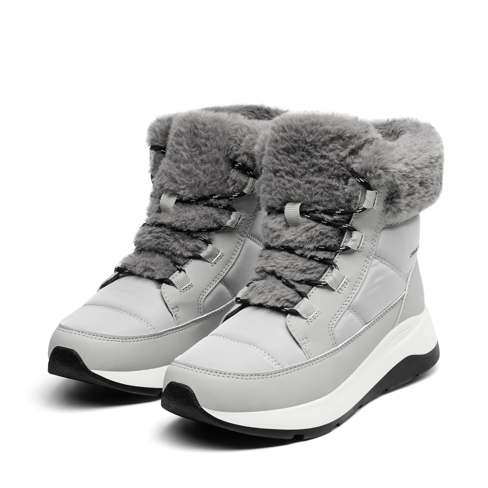 DREAM PAIRS Women's Winter Snow Boots, Faux Fur Waterproof Ankle Booties, Zaylee Ladies Comfortable Short Boots Outdoor,Size 10,Grey,SDSB2208W
