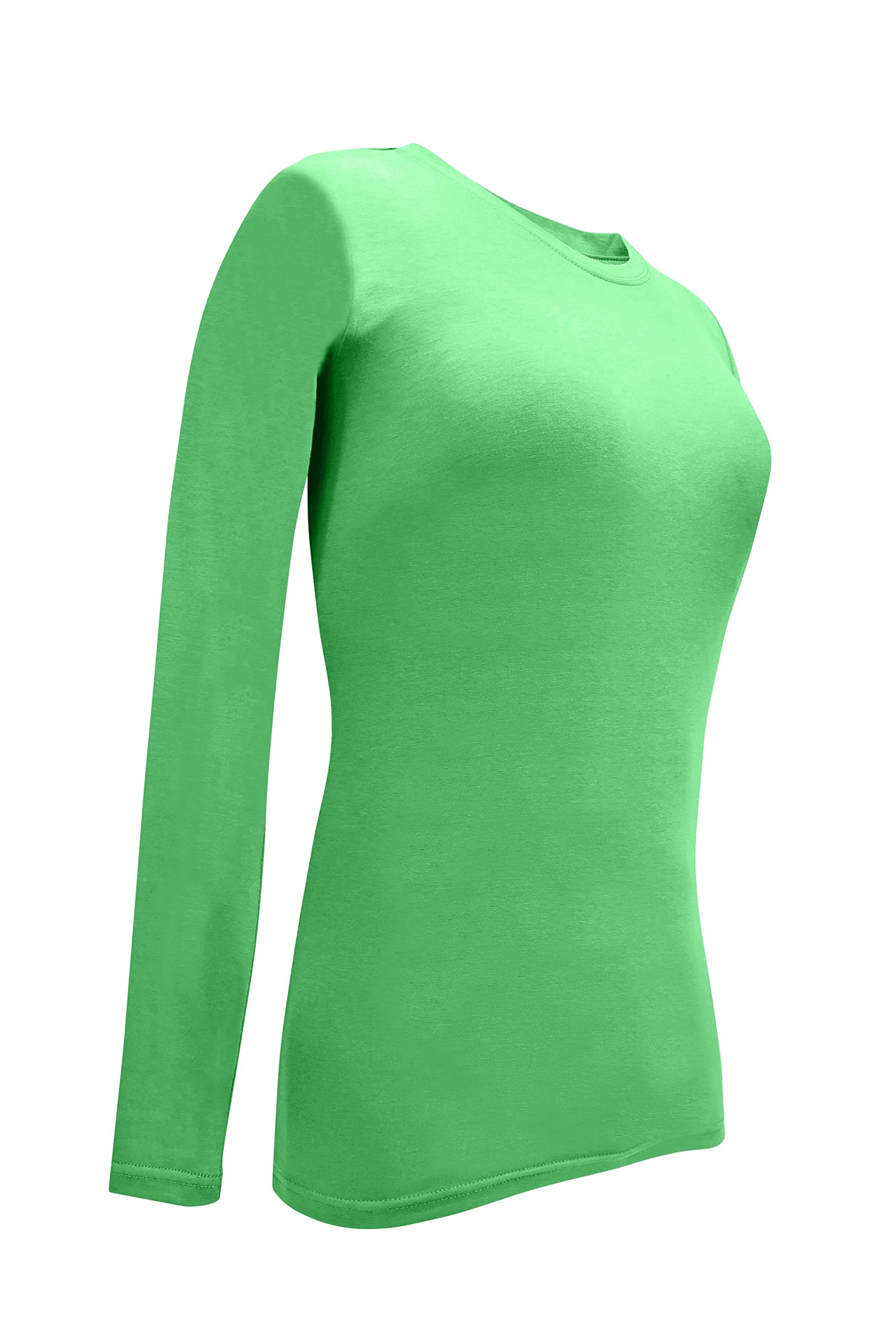 Cotton Essentials Women's Under Scrub Tee Crew Neck Long Sleeve T-Shirt (Light Green, Small)