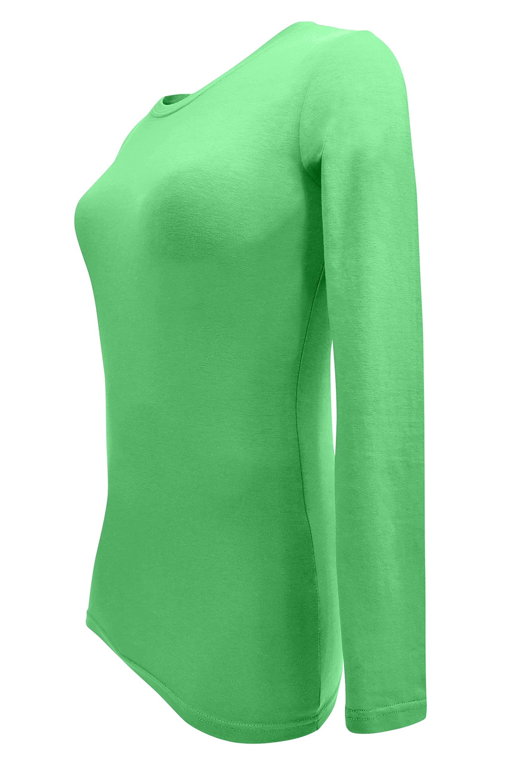Cotton Essentials Women's Under Scrub Tee Crew Neck Long Sleeve T-Shirt (Light Green, Small)