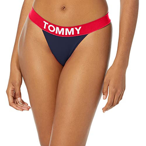 Tommy Hilfiger womens Seamless Underwear Panty Thong Panties, Navy Blazer, Medium US