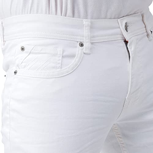 RAW X Mens Distressed Jeans, Fashion Destroyed Distressed Washed Denim Pants Skinny Jeans for Men, White - 90011, 30W x 32L