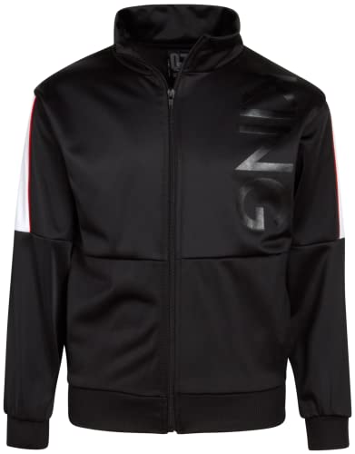 Quad Seven Boys' Tricot Jogger Set - 2 Piece Active Performance Zip-Up Tracksuit Set (Size: 4-18), Size 16-18, Black/White King