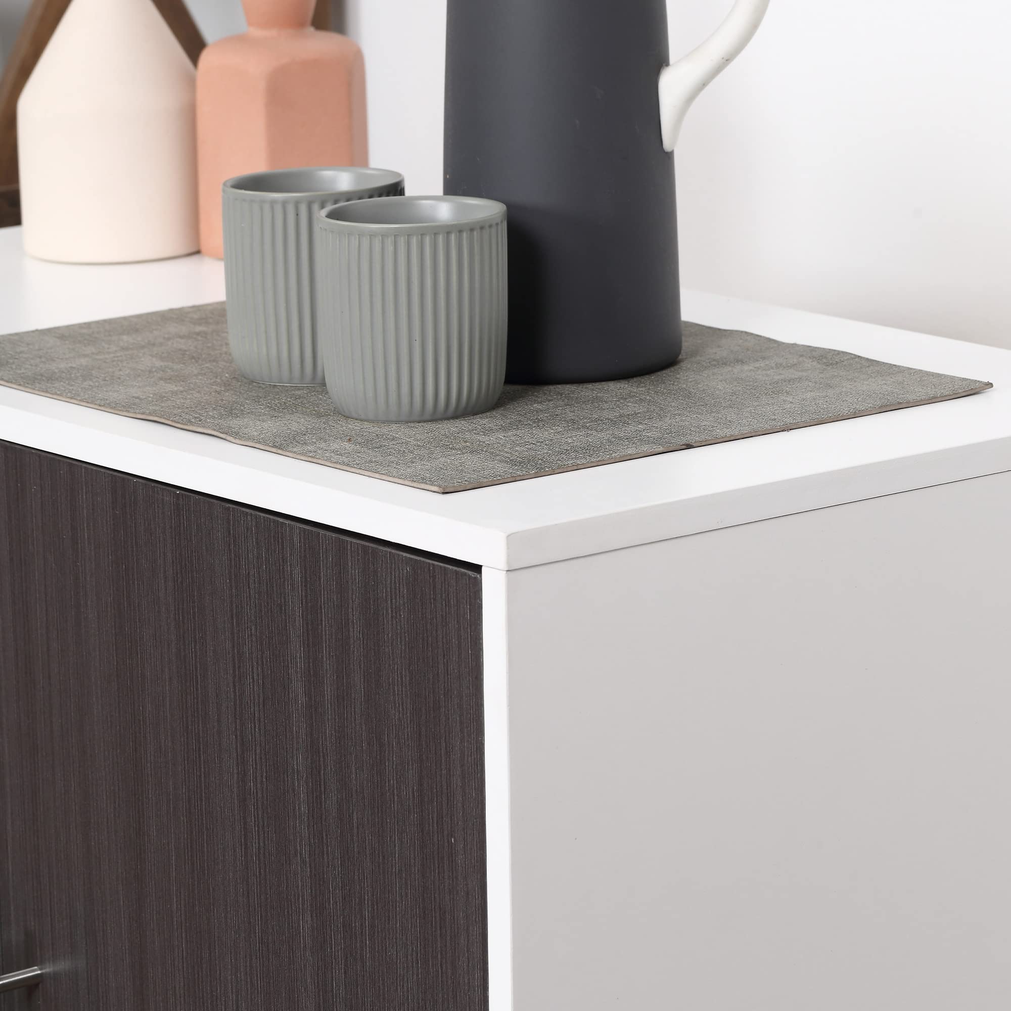 HOMCOM Sideboard Buffet Cabinet, Kitchen Storage Cabinet with Double Door Cupboards, Adjustable Shelf and Steel Legs, Gray