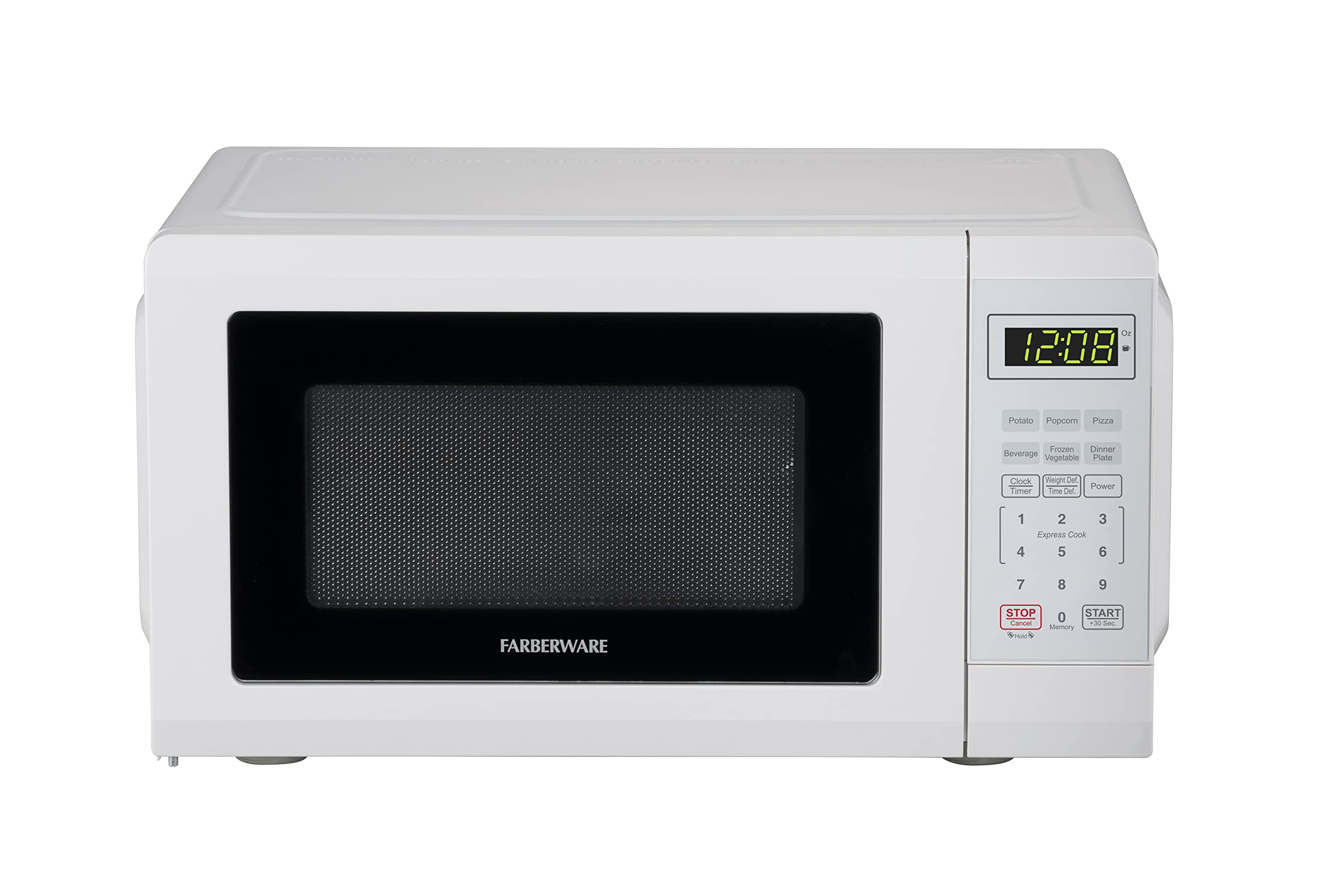 Farberware Countertop Microwave 700 Watts, 0.7 cu ft - Microwave Oven With LED Lighting and Child Lock - Perfect for Apartments and Dorms - Easy Clean Grey Interior, White
