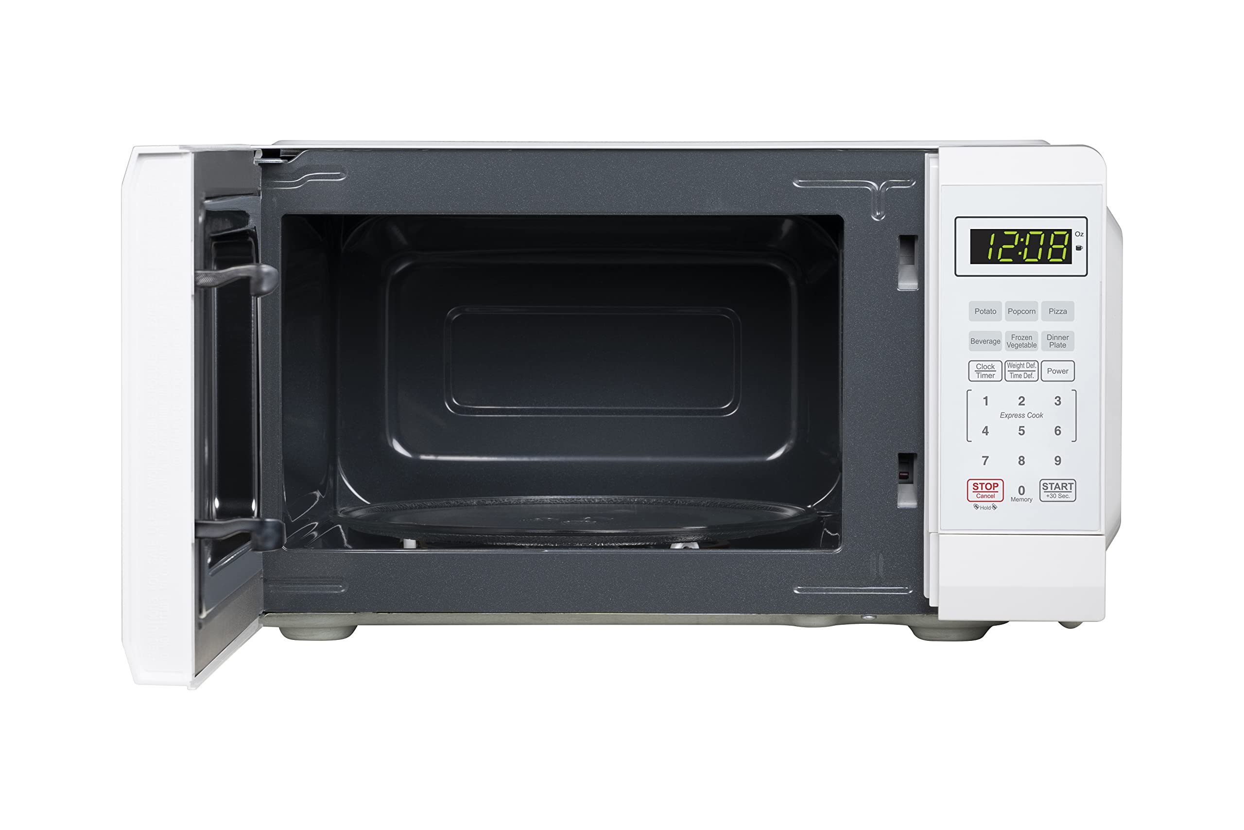 Farberware Countertop Microwave 700 Watts, 0.7 cu ft - Microwave Oven With LED Lighting and Child Lock - Perfect for Apartments and Dorms - Easy Clean Grey Interior, White