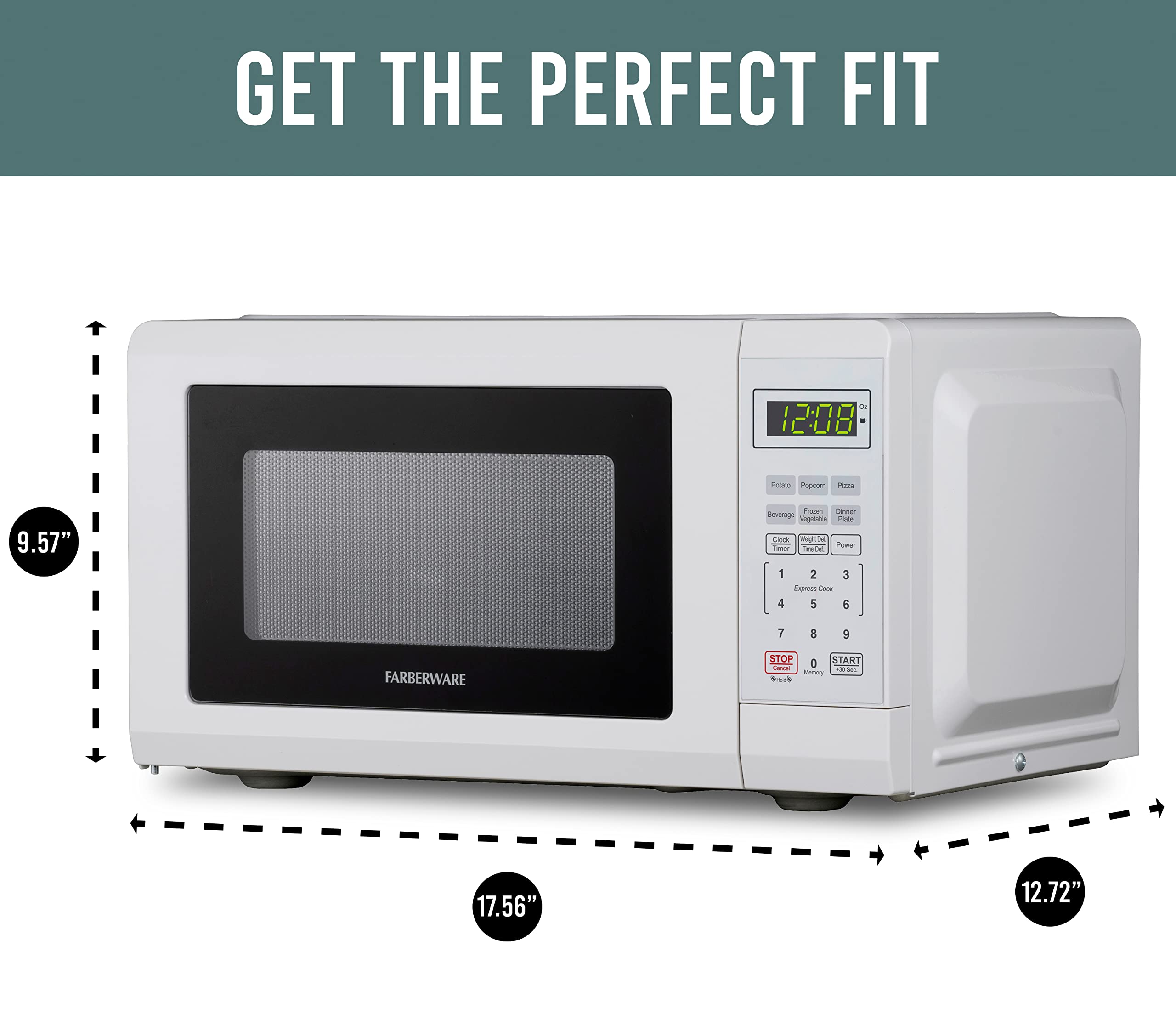Farberware Countertop Microwave 700 Watts, 0.7 cu ft - Microwave Oven With LED Lighting and Child Lock - Perfect for Apartments and Dorms - Easy Clean Grey Interior, White