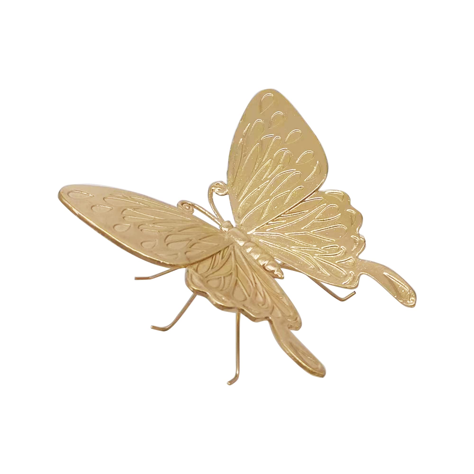 Tricune Gold Butterfly Sculpture - Solid Metal Insect Ornament - Mini Butterfly Figurine for Home, Office, Garden & Desktop Decor