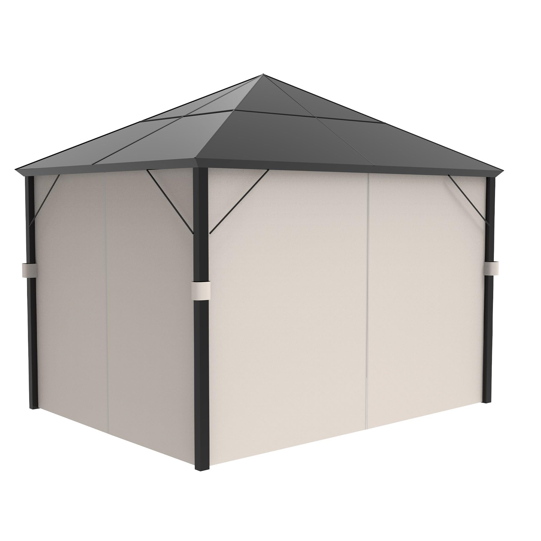 Sunshine Outdoor 12'x12' Privacy Gazebo Curtains, Replacement Universal Curtain Sidewalls 4-Panels Set, for Patio, Garden, Yard (Only Curtains),Beige