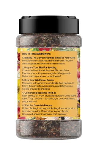 Mini Wildflower Seed Shaker - Save The Bees Seed Mix, by GevaGrow | 80,000+ Seeds | Pollinator & Bee Attracting Flower Seeds Bulk for Planting in Pots & Outdoor Gardens | 2 Ounce