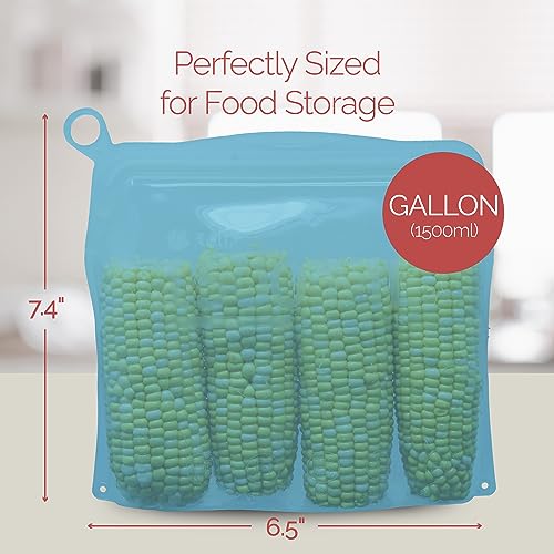 Reli. Reusable Silicone Bags (6 Pack, Multi-Size) | Snack, Sandwich, Gallon (2 Each) - Aqua | Silicone Bags for Food Storage | Reusable Food Storage for Meal Prep | Dishwasher/Freezer Safe