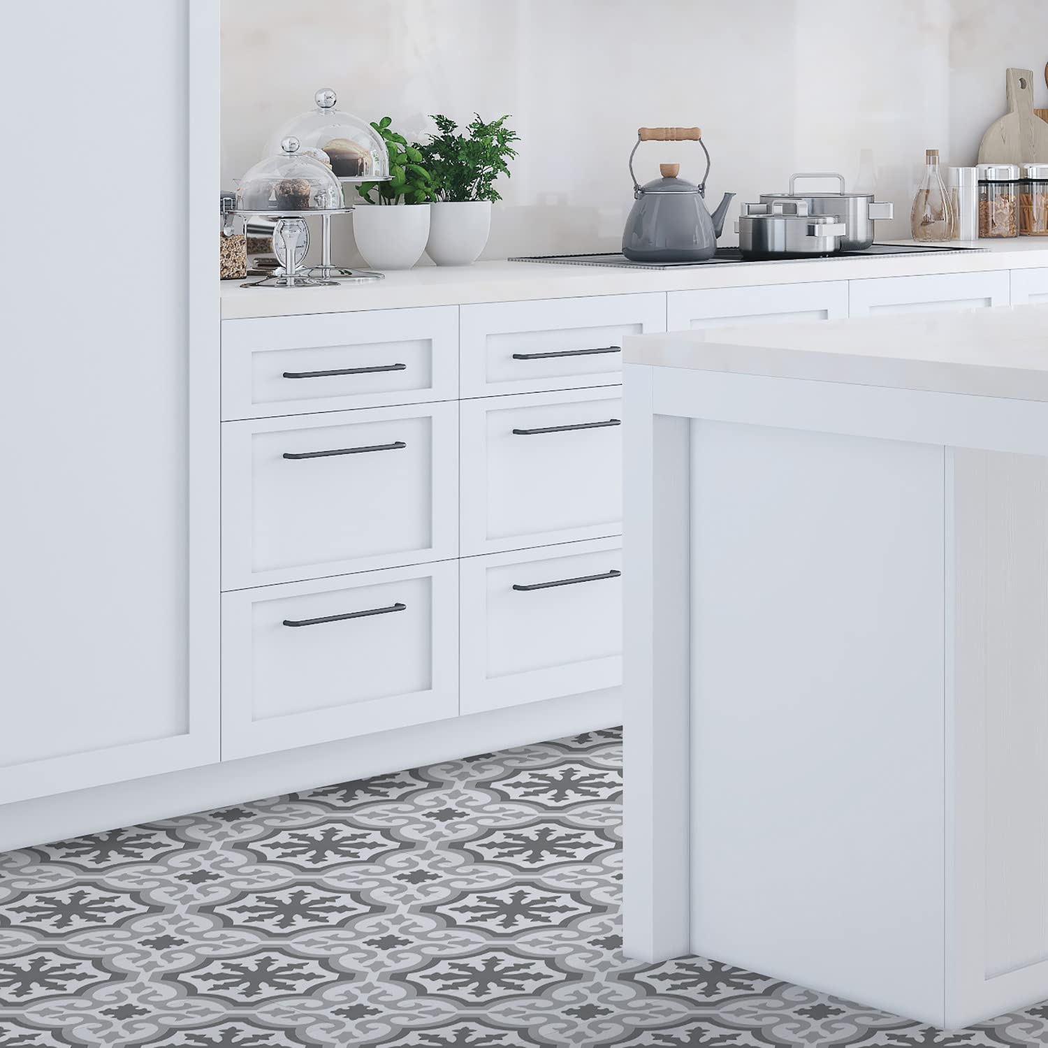 RoomMates FT4600BX Roma Gray Peel and Stick Floor Tile