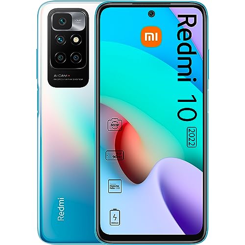 Xiaomi Redmi 10 2022 4G LTE (64GB + 4GB) LTE GSM Unlocked 6.5" 50MP Quad Cam (Tmobile Mint Tello and International Global) + (w/Fast Dual USB Car 33W Charger) (Sea Blue)