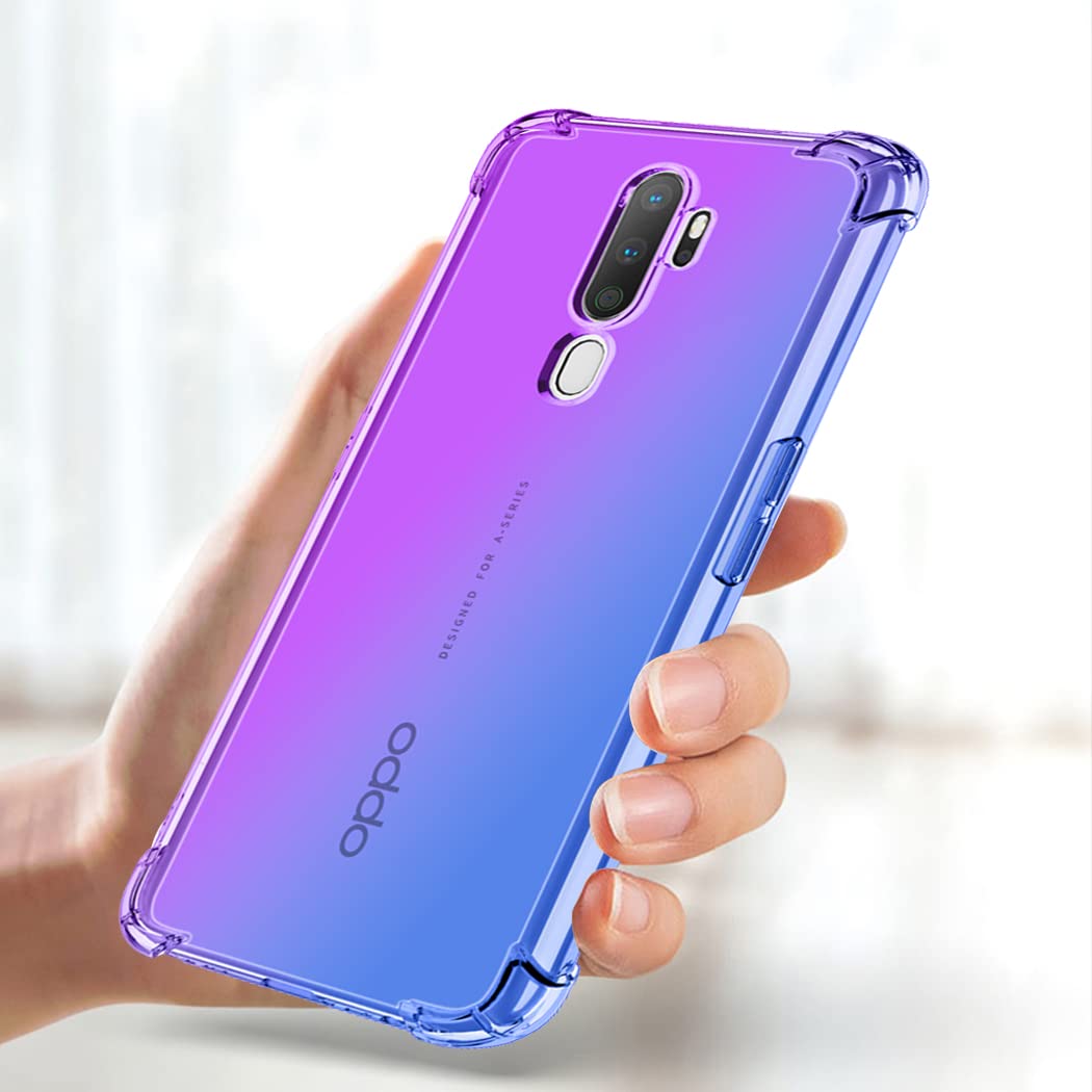 Gufuwo Case for Oppo A9 2020/OPPO A11X/OPPO A5 2020/OPPO A11 Cute Case Girls Women, Gradient Slim Anti Scratch Soft TPU Phone Cover Shockproof Protective Case for Oppo A9 2020 (Purple/Blue)