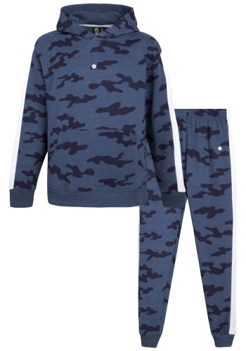 RBX Boys' Active Sweatsuit Set - 2 Piece Fleece Hoodie Sweatshirt and Jogger Sweatpants (8-12), Size 8, Navy Mesh