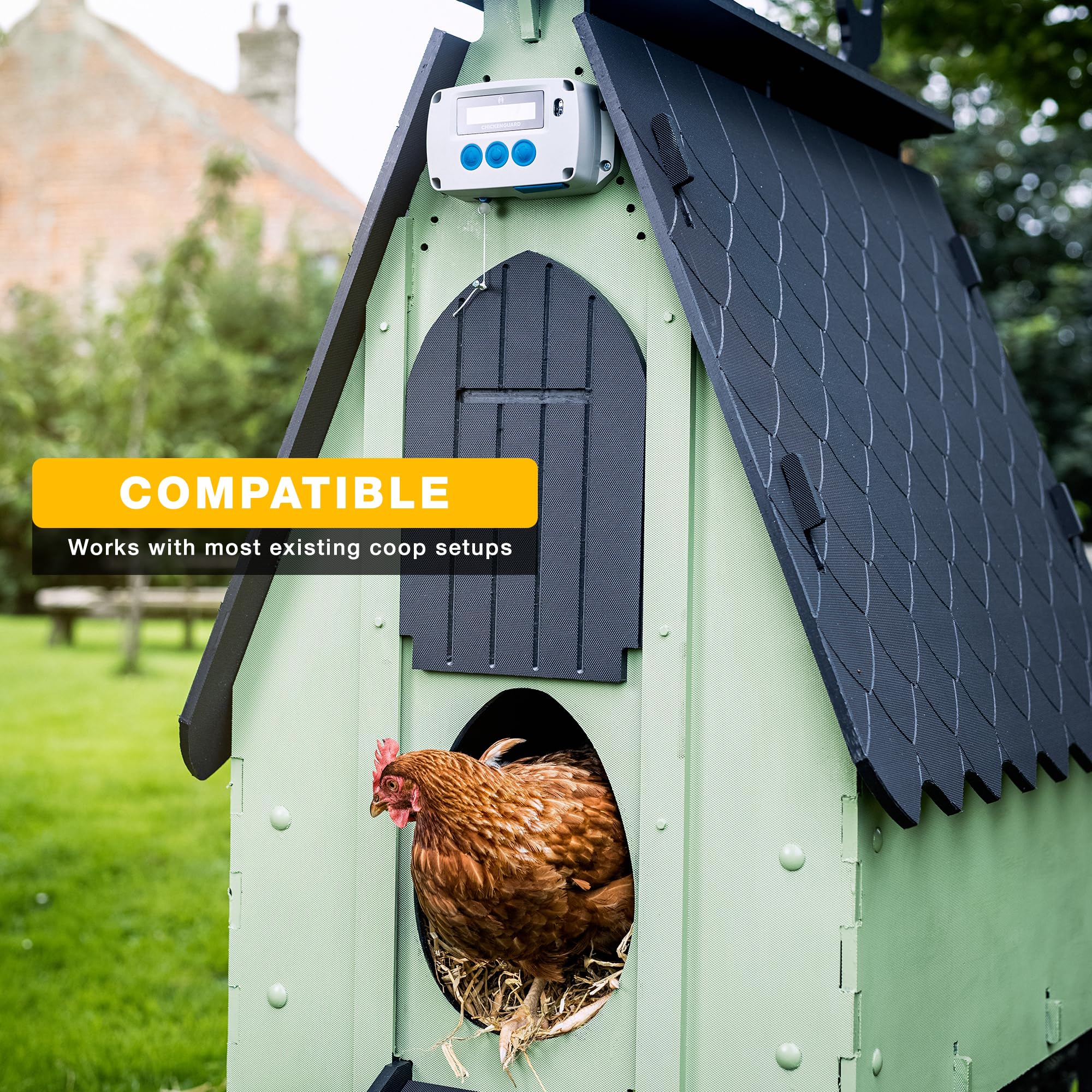 Automatic Chicken Coop Door Opener, ChickenGuard Standard S5, Programmable Timer, Lifts Poultry Door/Flap up to 1kg, Batter//Electric Powered, Weatherproof, Winter Temps to -20c (Door Not Included)