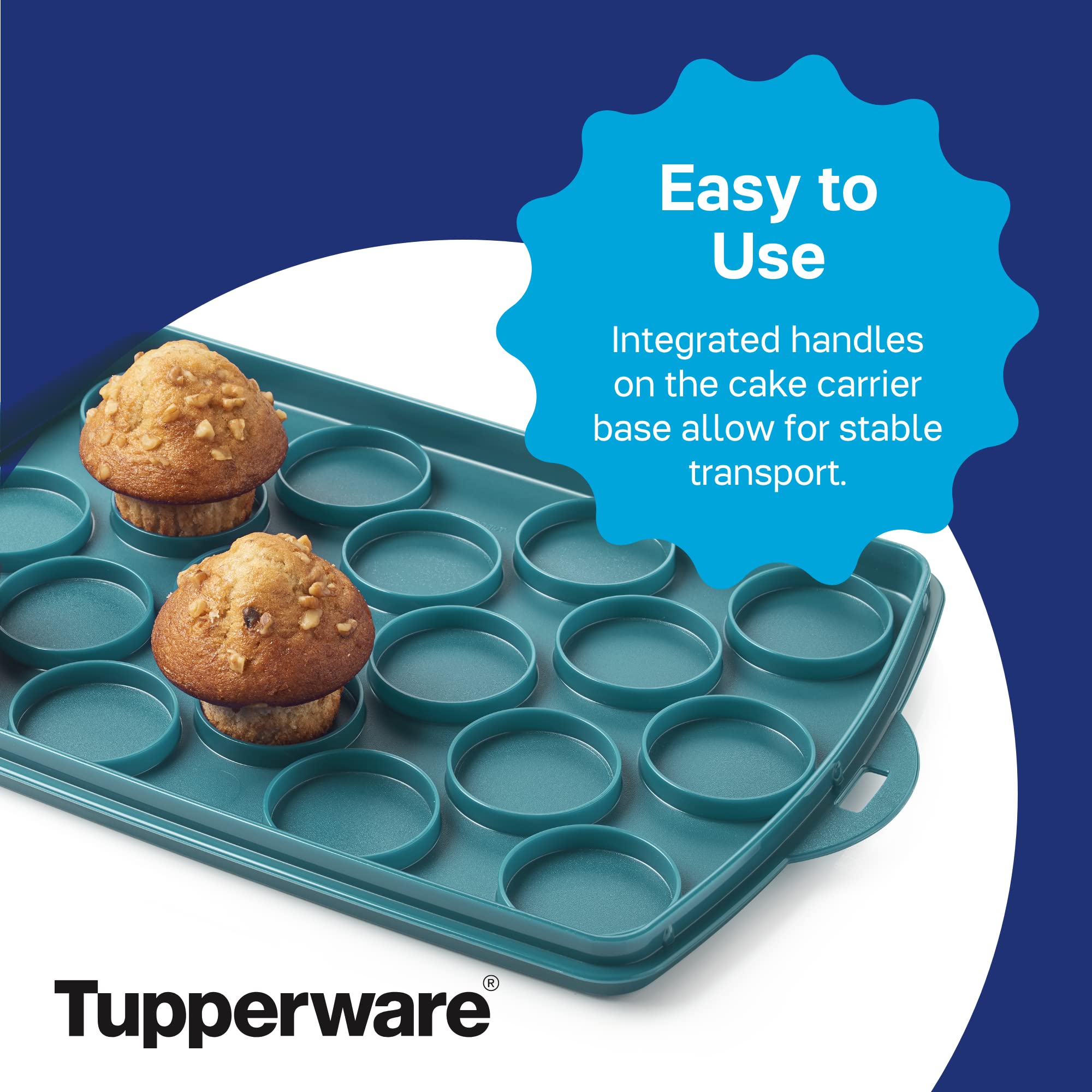 Tupperware Brand Rectangular Cake Taker - Dishwasher Safe & BPA Free - Reversible Cake Container Tray with Cover - Holds Up to 18 Cupcakes or 9 x 13 Cake