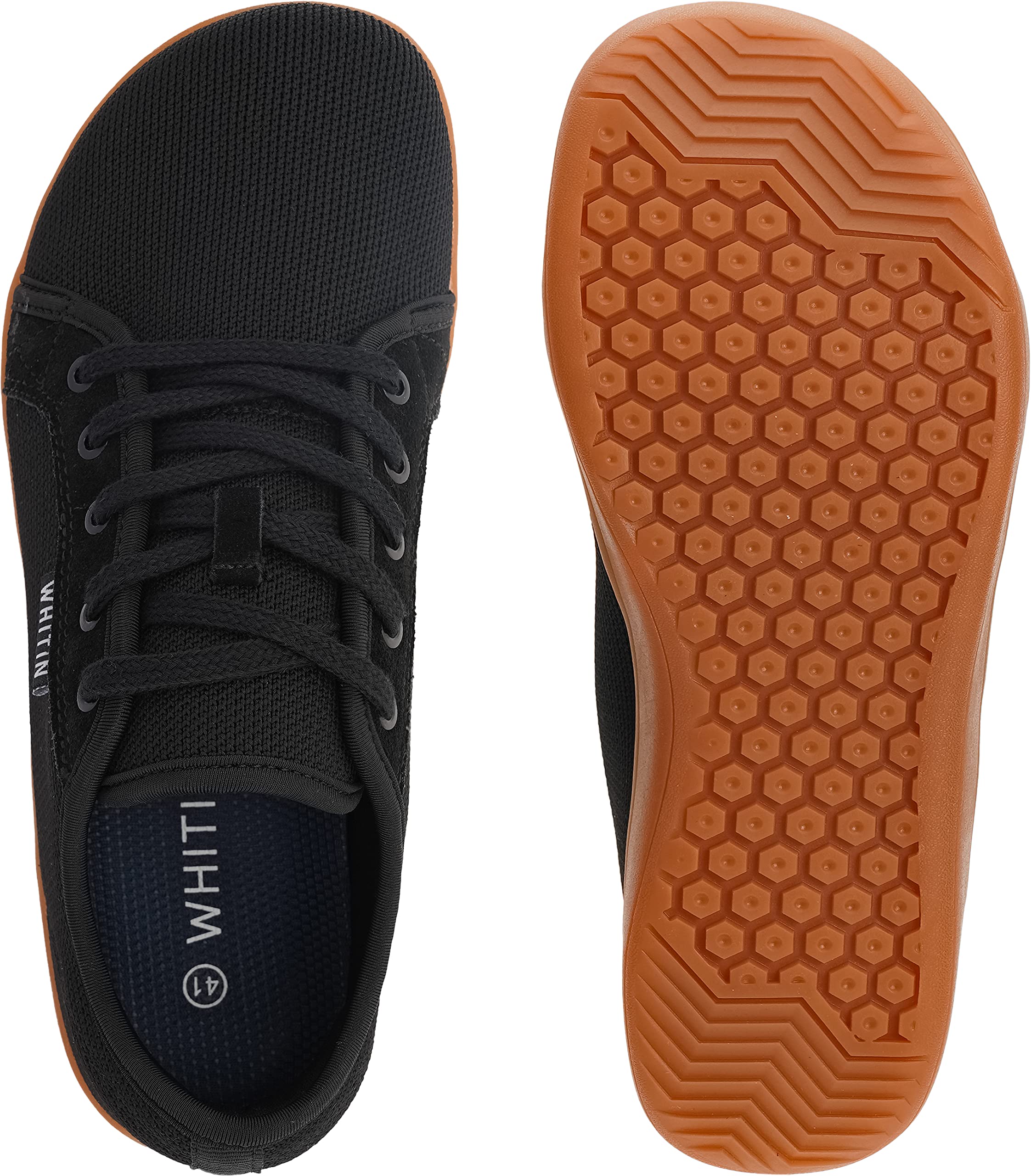WHITIN Women's Barefoot Wide Width Toe Box Shoes Fashion Minimalist Sneakers Zero Drop Size 9 Road Running Gym Cute Training Walking Flat W81 Black 40