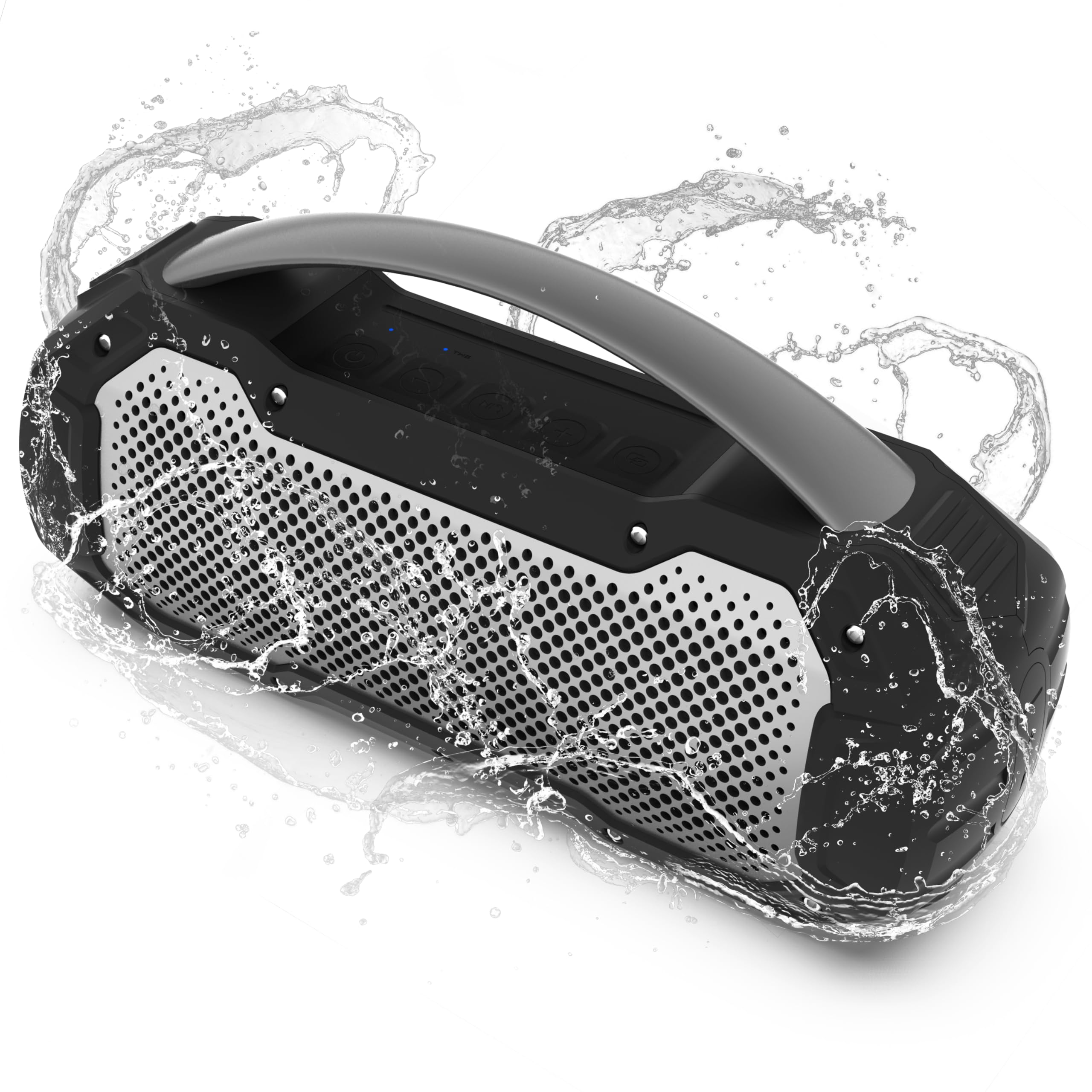 Pyle Portable Wireless Bluetooth Loud Streaming Speaker w/Deep Bass Hands-Free Microphone w/TWS Stereo Sound Function - IPX6 Waterproof Outdoor Speaker, 8H Playtime, AUX, BT Range 32+ ft - PCMPSB1BK