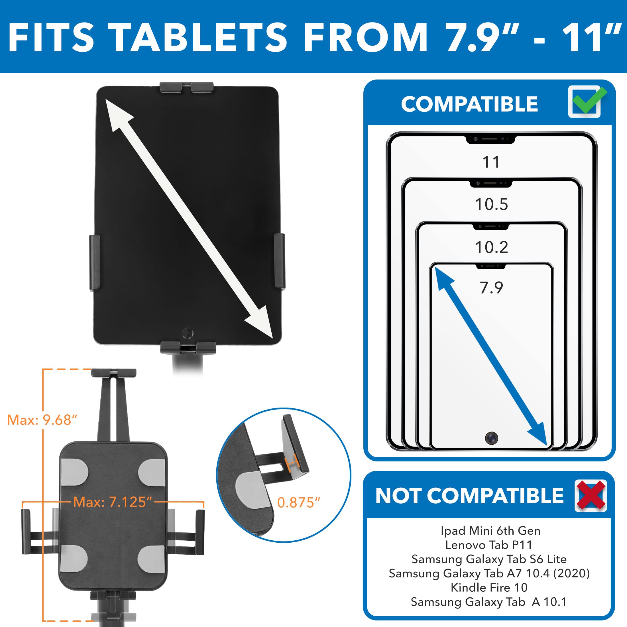 Mount-It! Anti-Theft Tablet Kiosk Countertop Stand | Universal Fit Retail Tablet Stand Compatible with 7.9" to 11" iPad and Samsung Tablets | Retail Kiosk, Black